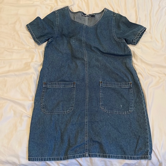 Dresses | Vintage Denim Dress With Pockets | Poshmark